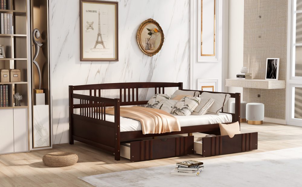 Wood Full Size Daybed With Two Drawers - Cool Kids Bed