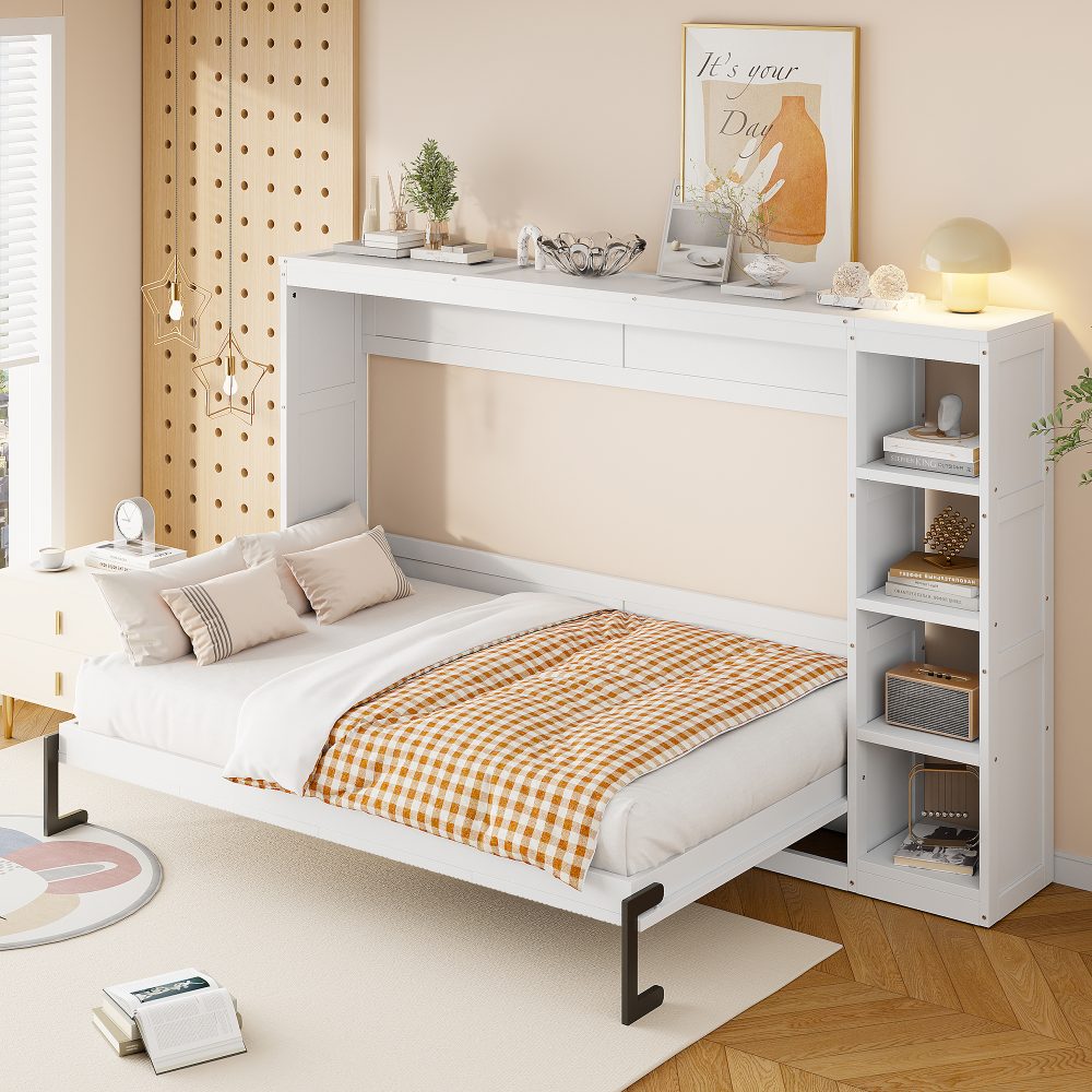Full Size Murphy Bed with Bookshelf | Cool Kids Bed