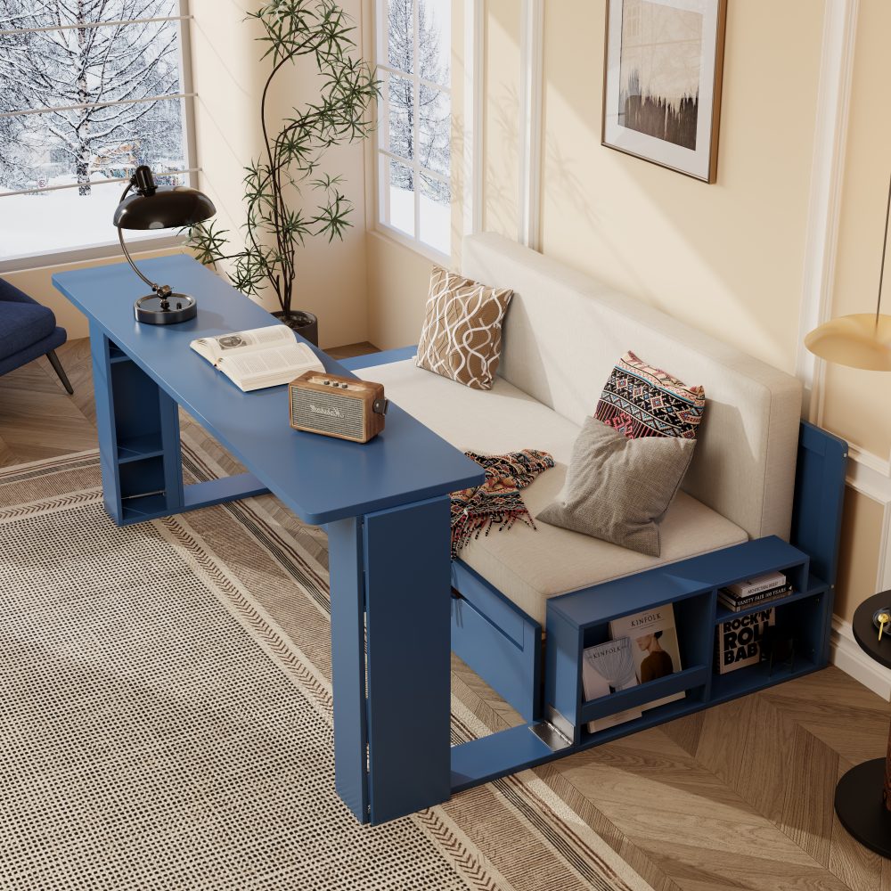 Queen Size Daybed with Removable Desk, Storage Drawers & Hydraulic Side ...